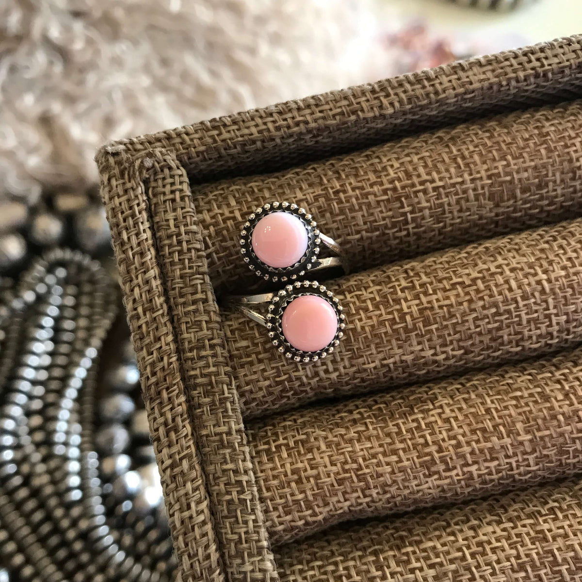 The Adjustable 2 Stone Pink Conch Ring – Calli Co. Silver