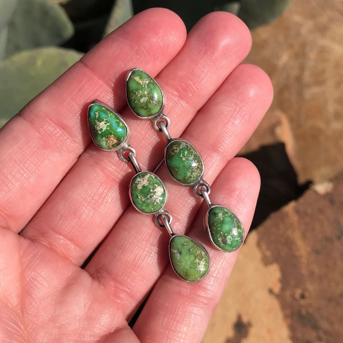 Genuine Turquoise Drop Earrings | Calli Co. Silver