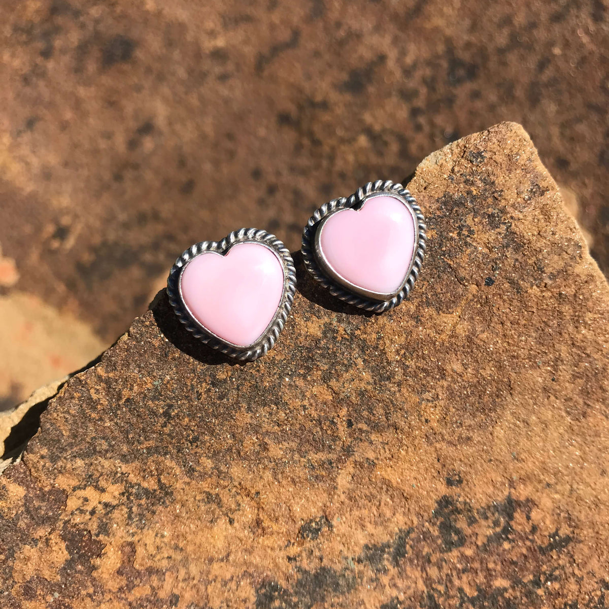 The Pink Conch Heart Studs – Calli Co. Silver