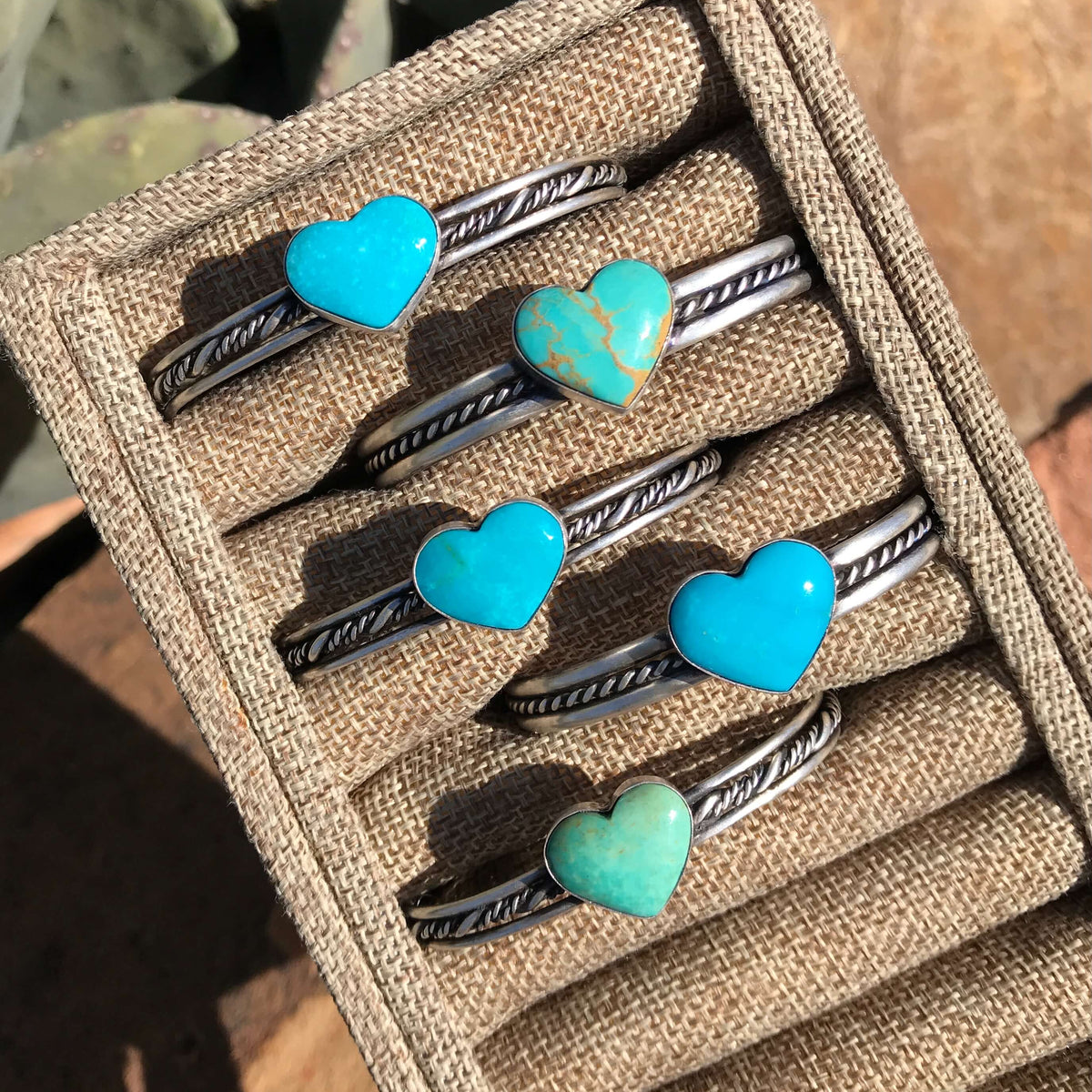 The Twisted Turquoise Heart Cuffs | Calli Co. Silver | Fort Worth, TX