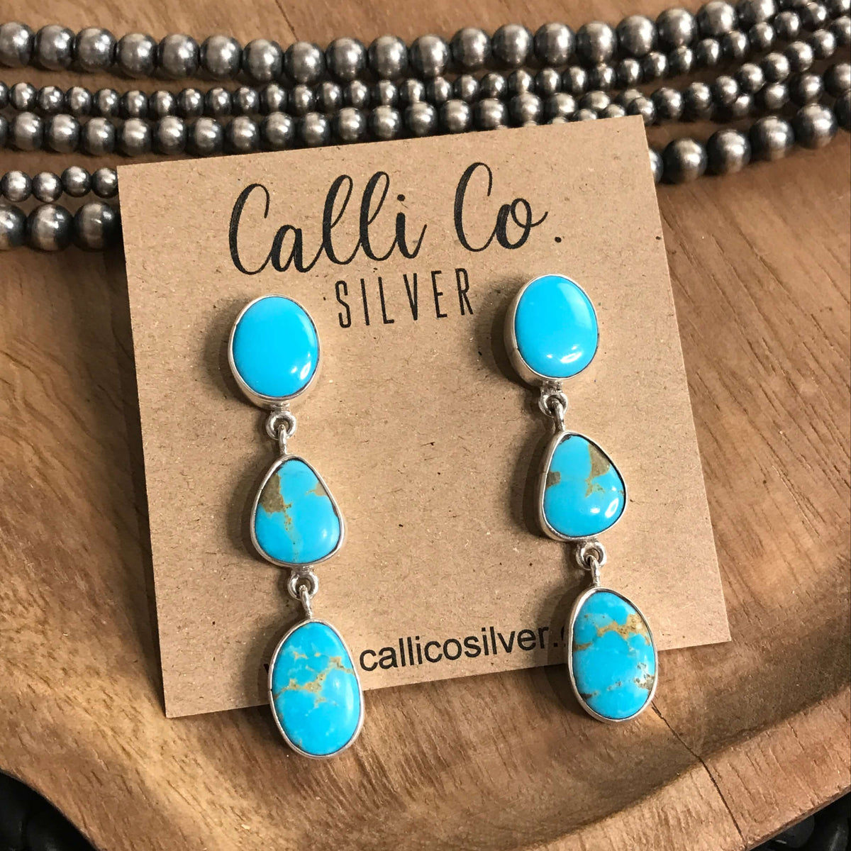 Genuine Turquoise Drop Earrings | Calli Co. Silver